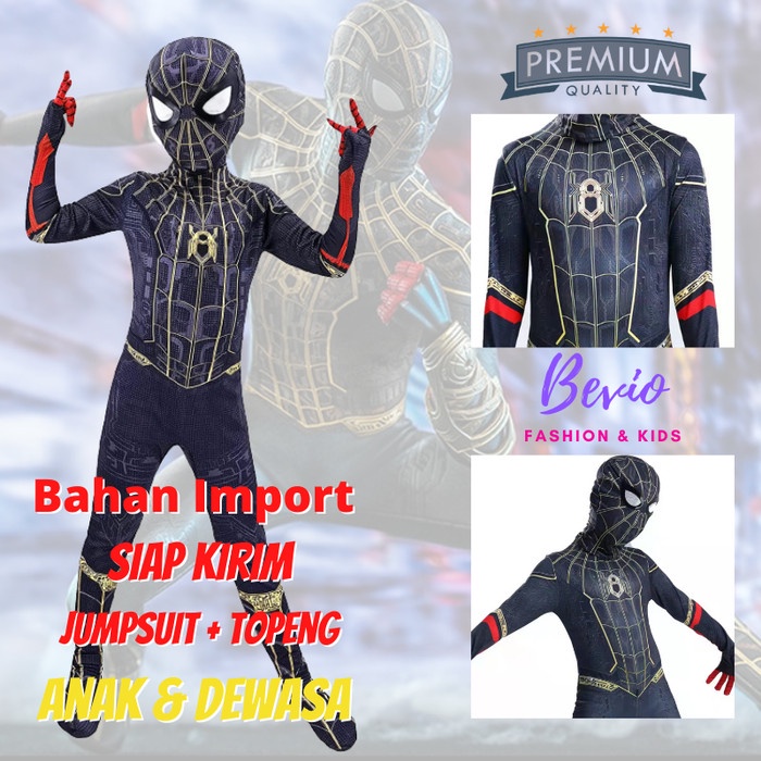 Jual Kostum Spider Man Dewasa Anak No Way Home Black Baju Cosplay Topeng Spiderman Karakter ...