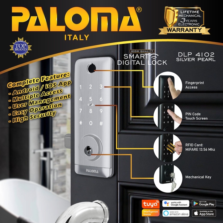 Jual PALOMA DLP 4102 GAGANG HANDLE PINTU DIGITAL LOCK DEADBOLT SMART ...