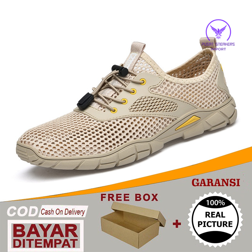 Jual Sepatu Jaring Pria Import Kekinian Cowok Terbaru Original Sneakers Hiking Sport Casual ...