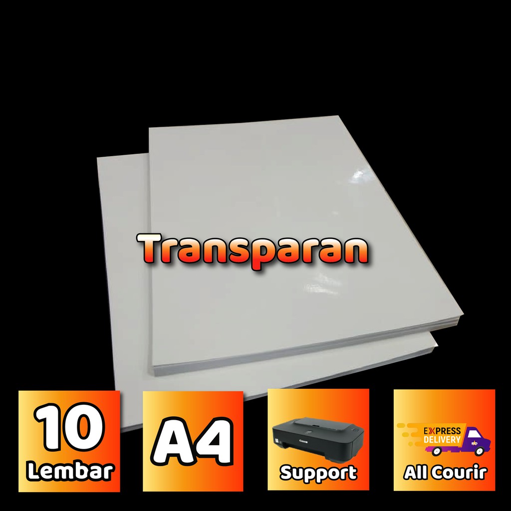 Jual Kertas Stiker Transparan Vinyl A4 Anti Air Isi 10 Lembar | Shopee ...