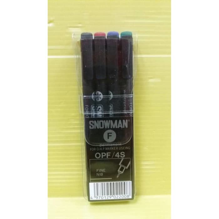 Jual [ SET ] Spidol Permanent Marker - Snowman OHP F / M 4 Warna MURAH ...