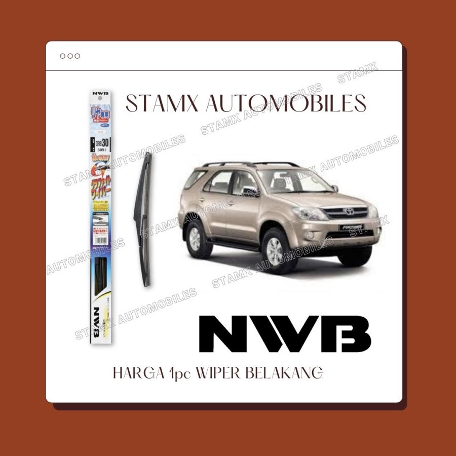 Jual Wiper Belakang ORIGINAL ASLI ORI merk NWB Japan REAR Toyota Fortuner 2005-2015 | Shopee ...