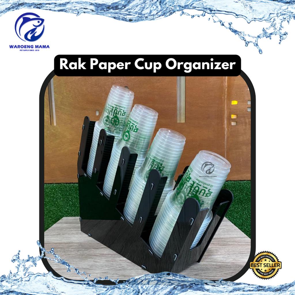 Jual Cup organizer akrilik 4 aslot rak paper cup rak cup plastik rak ...
