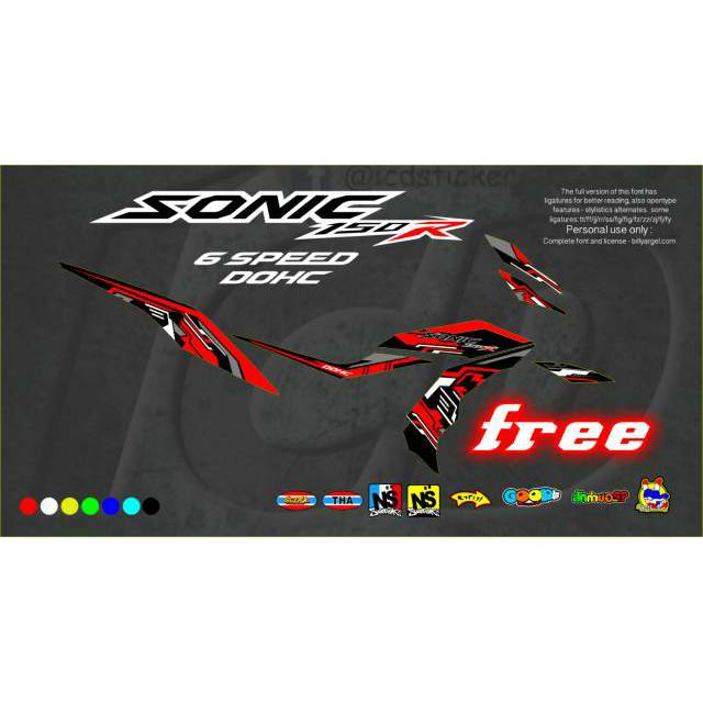 Jual Striping sonic variasi grafis sonic warna pilihan sonic decal full ...