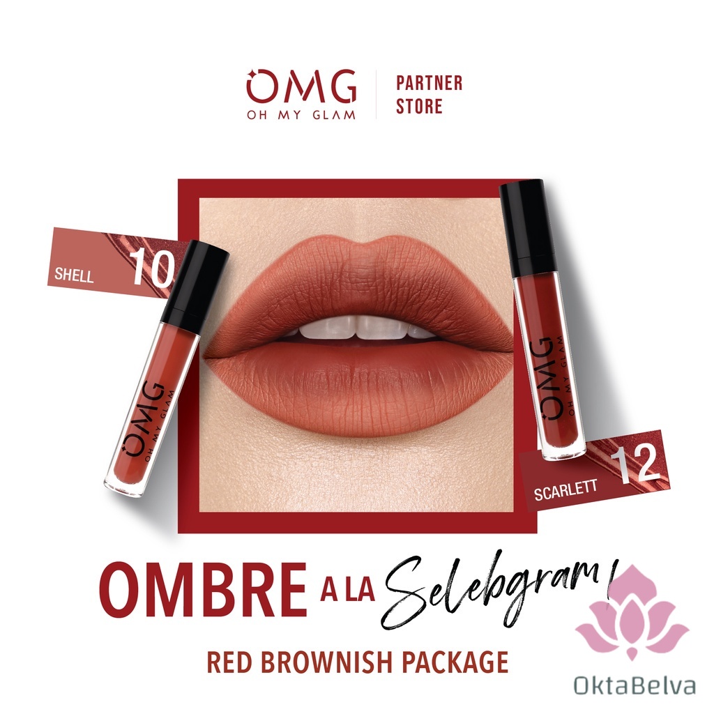 Jual (2 Pcs 100% ORI) OMG OH MY GLAM Matte Kiss Lip Cream Red Brownish ...