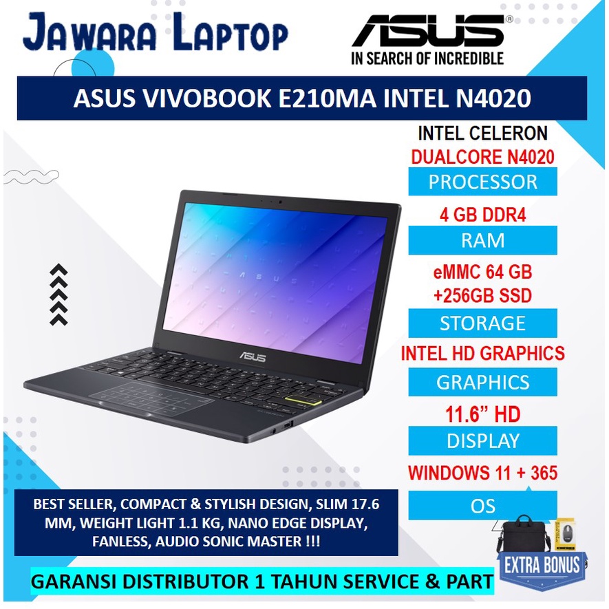 Jual LAPTOP SLIM RINGAN TIPIS ASUS VIVOBOOK E210MA N4020 4GB eMMC 64GB ...