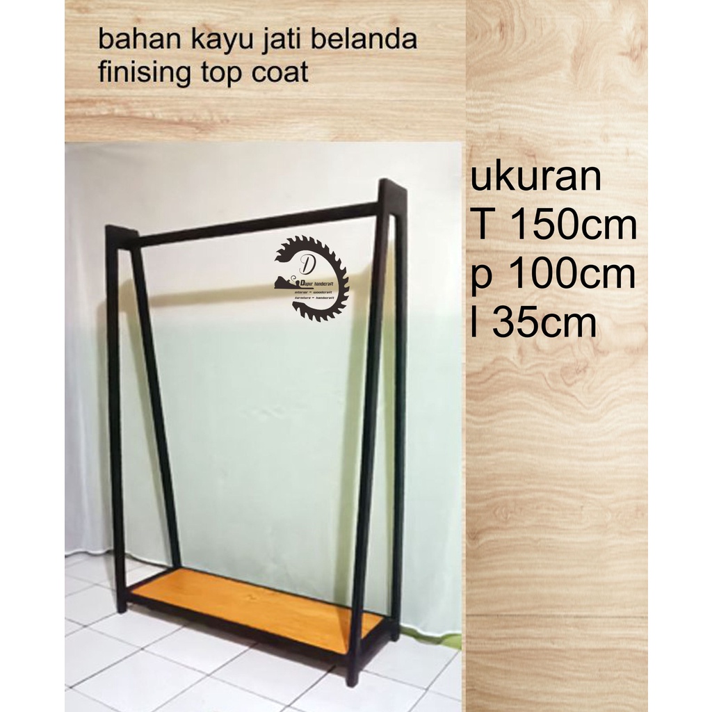 Jual STAND HANGER GANTUNGAN BAJU KAYU A UKURAN BESAR KAYU AESTHETIC ...