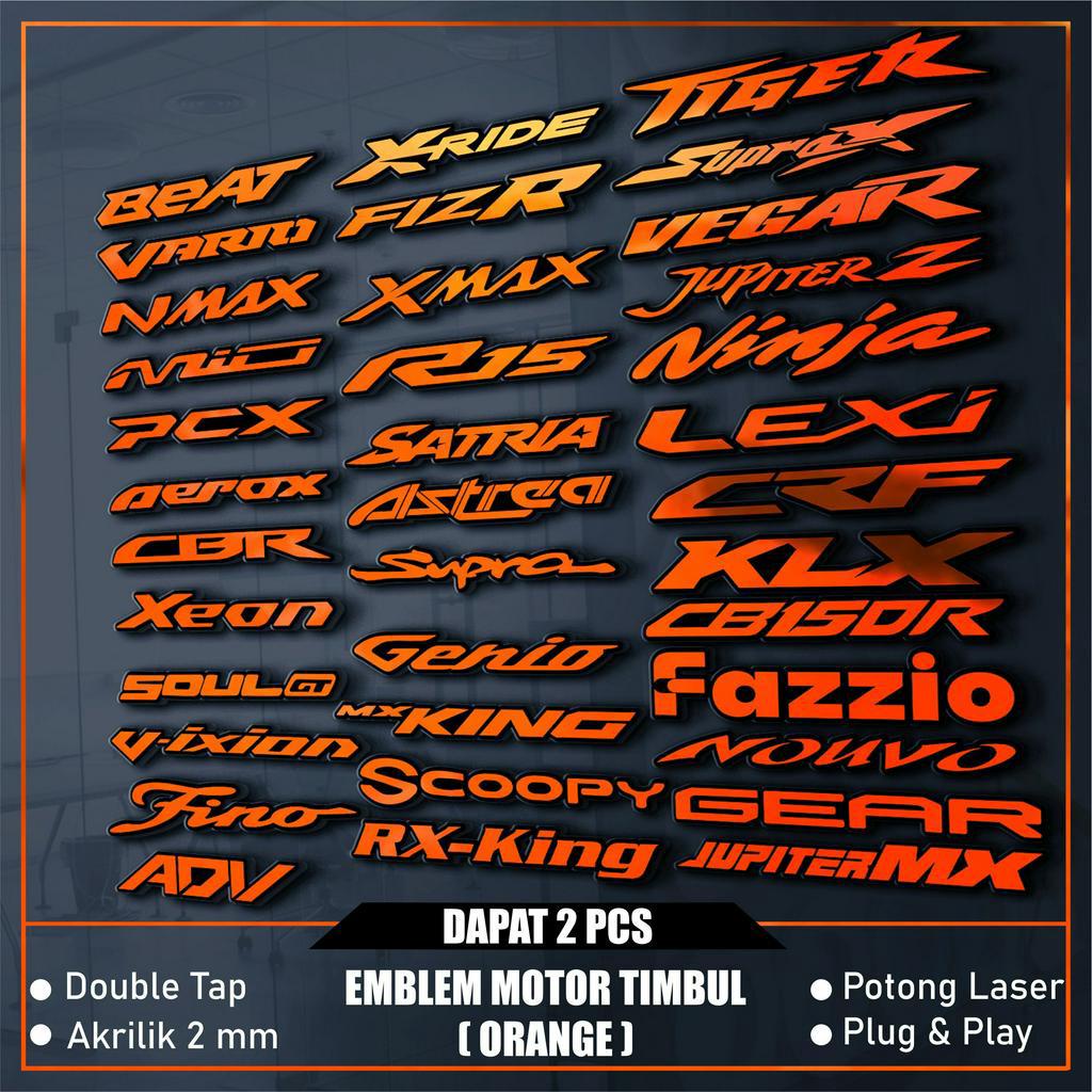 Jual Emblem Motor ORANGE Emblem TIMBUL Akrilik 2mm + Doubel Tape Foam ...