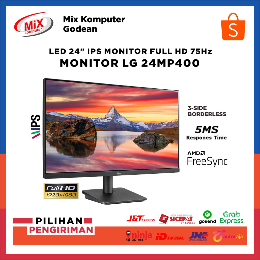 Jual LED LG 24MP400 24" IPS 1920x1080 5ms 75Hz HDMI VGA AMD FreeSync ...