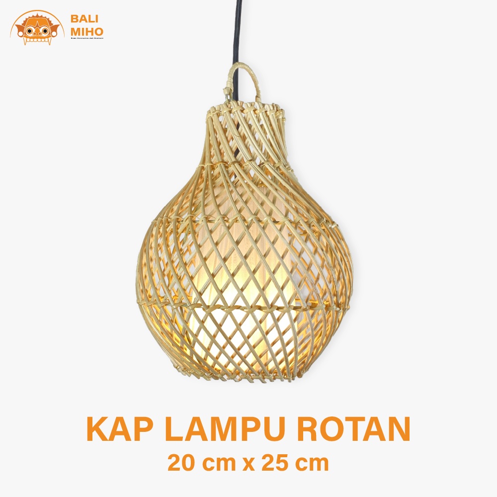 Jual Kap Lampu Bawang Rotan Dan Kain 20 cm - Kap Lampu Cafe - Rattan ...
