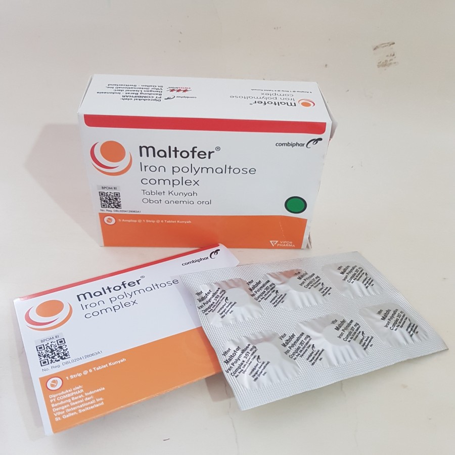 Jual Maltofer tablet kunyah 1 lembar isi 6 buah / penambah darah ...