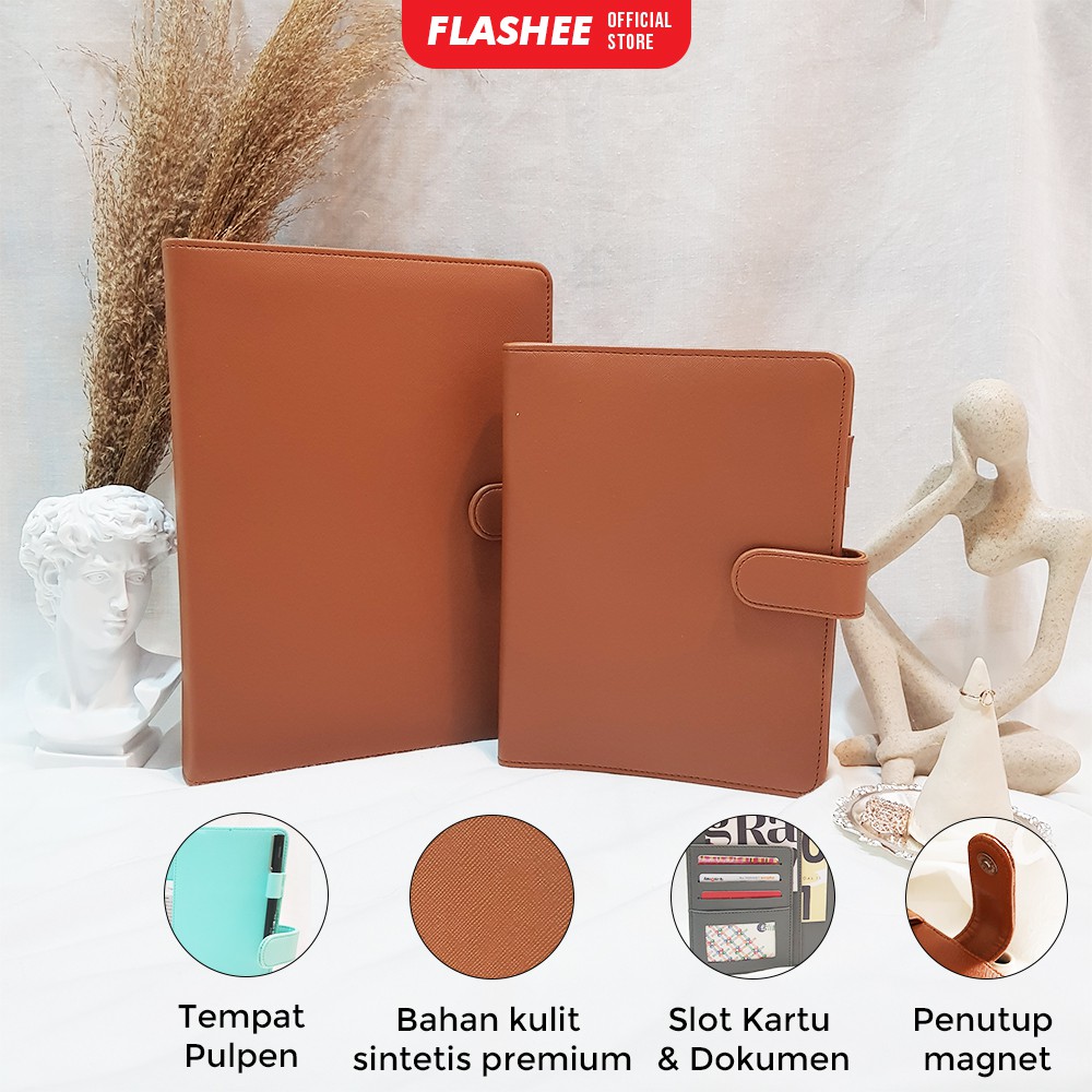 Jual Flashee Binder Polos Cokelat A5 20 Ring B5 26 Ring Agenda Polos ...