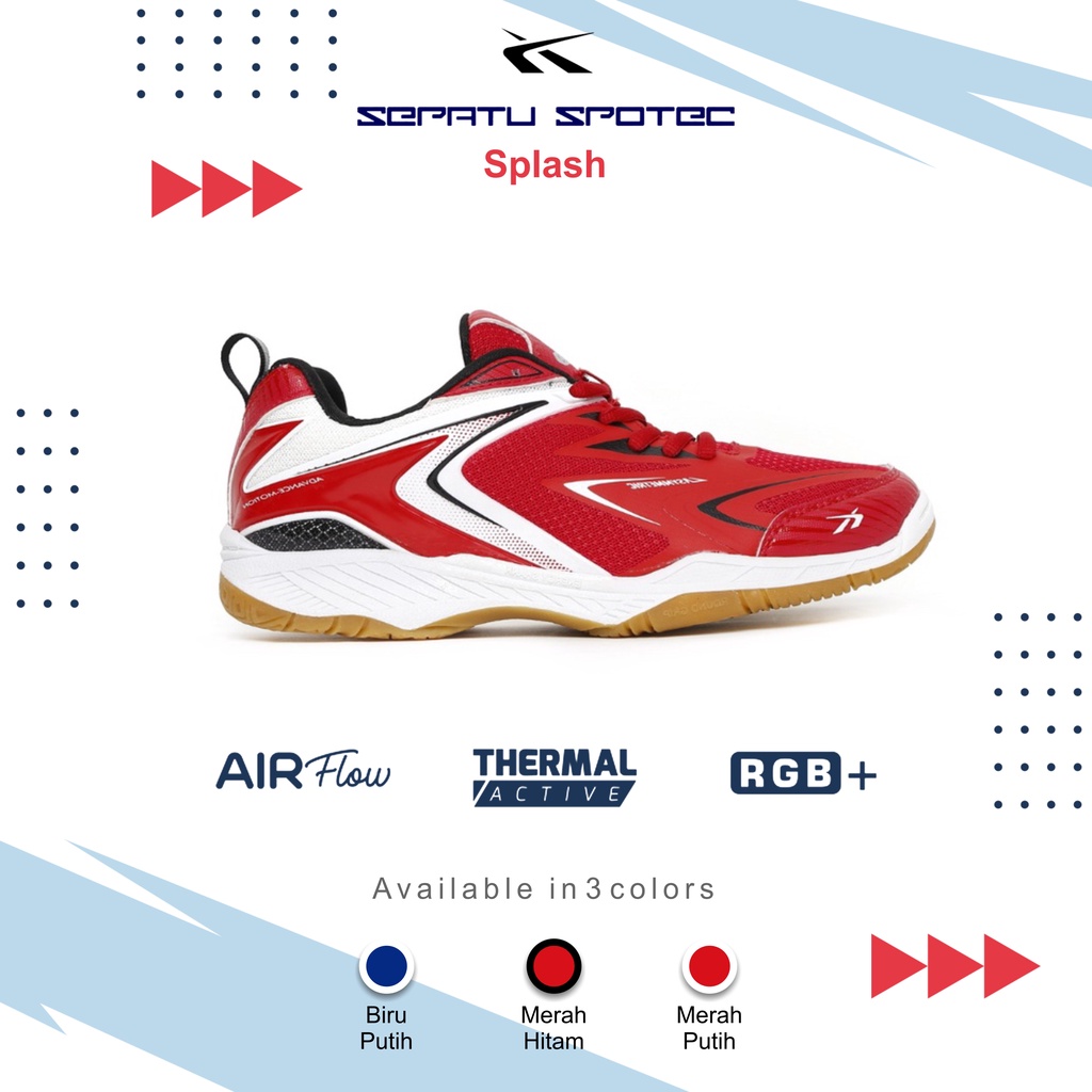 Jual SPOTEC Sepatu Bulutangkis SPLASH Merah - Putih | Shopee Indonesia