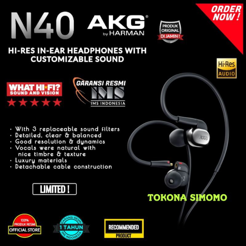 Jual AKG N40 / N 40 Hi-Res In-Ear Headphones with Customizable Sound9 | Shopee Indonesia