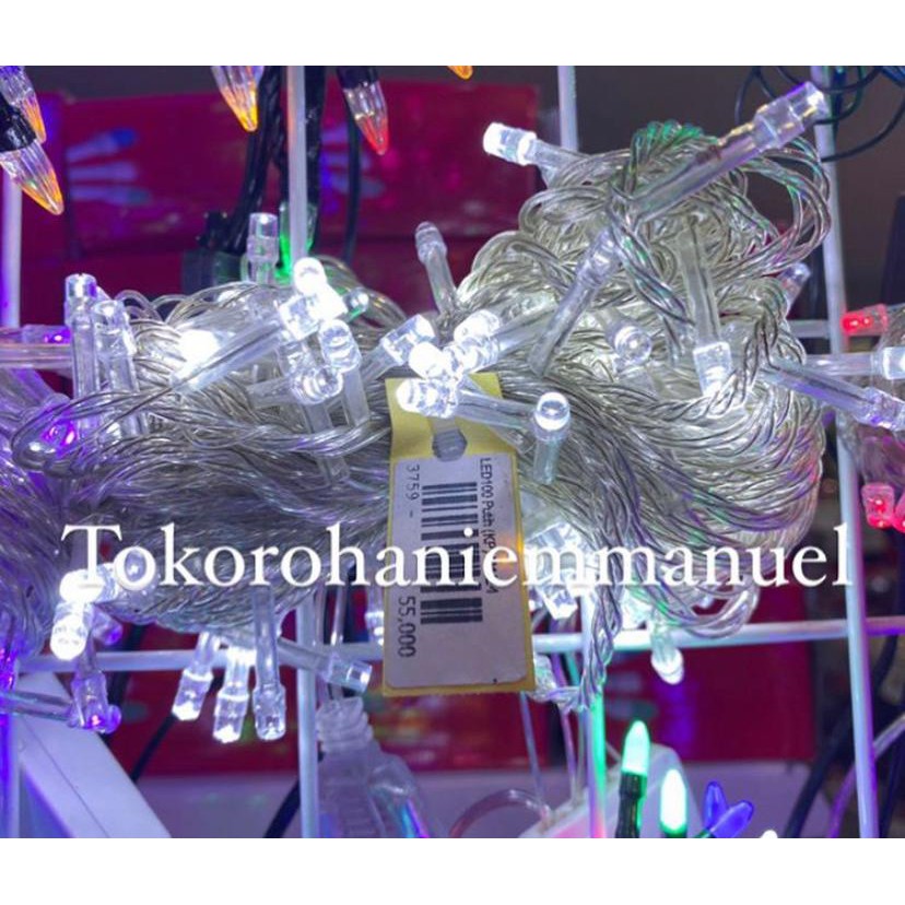 Jual Christmas Light / Lampu Pohon Natal LED 100 Putih Kabel Putih ...