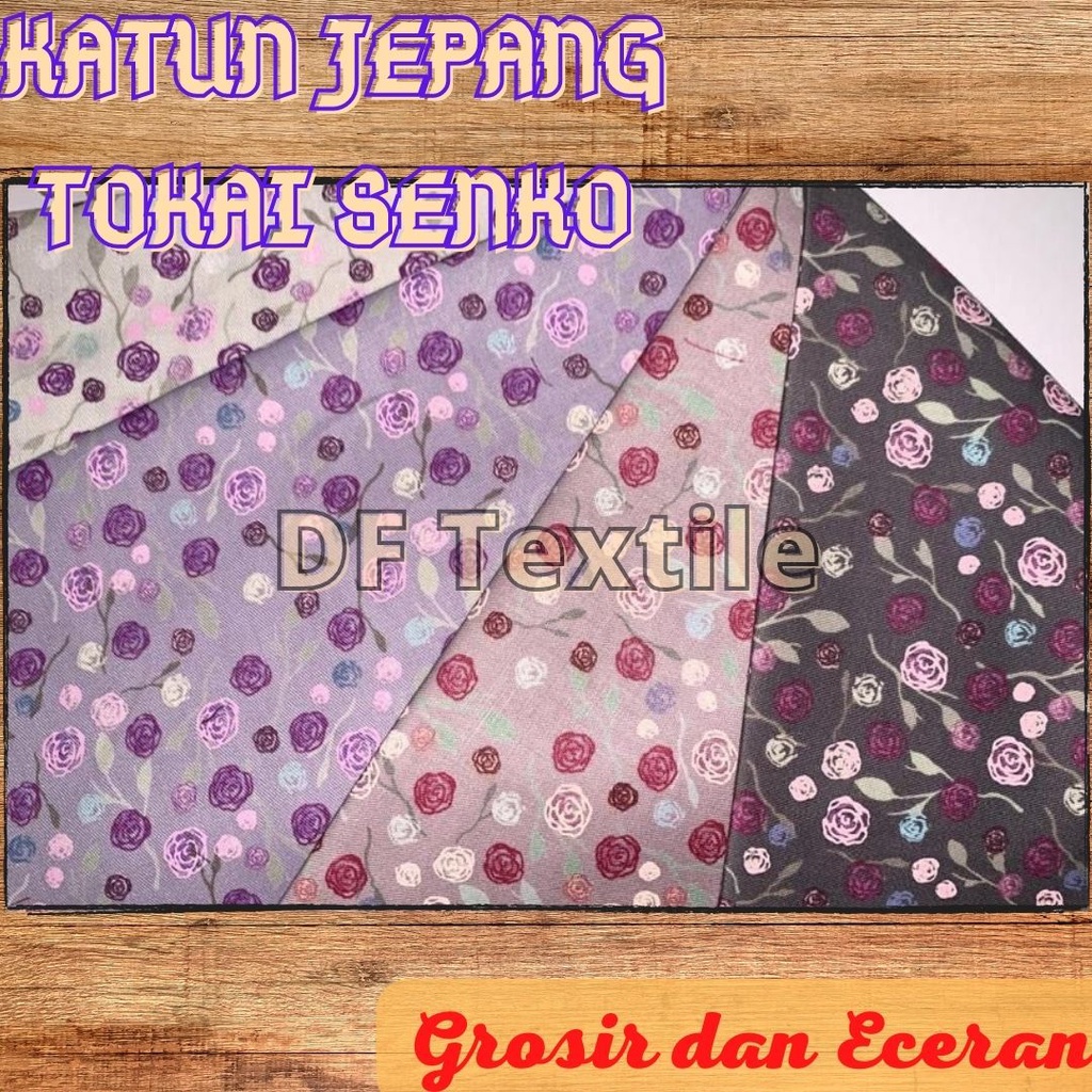 Jual Kain Katun Jepang Motif Bunga TJD22JN004 Japan Design Tokai Senko ...
