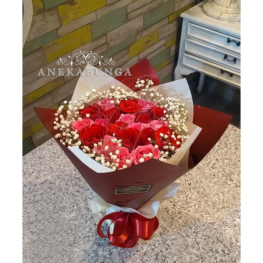 Jual Buket Bunga Mawar Asli Fresh Rose Hand Bouquet Flower Bucket Kado ...