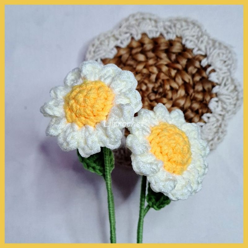 Jual Amigurumi Daisy Flower MEDIUM bunga rajut untuk bahan buket ...