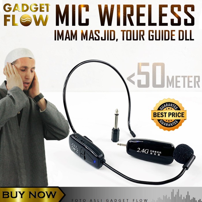 Jual Special Mikrofon Mic Clip On Wireless 2.4G Presentasi Tur Imam Masjid Musholla Berkualitas ...