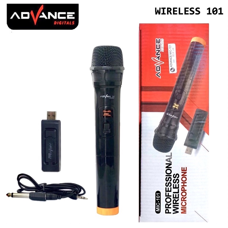 Jual MICROPHONE MIC WIRELESS SINGLE ADVANCE MIC-101 HITAM MICROPHONE MIC TANPA KABEL NIRKABEL ...
