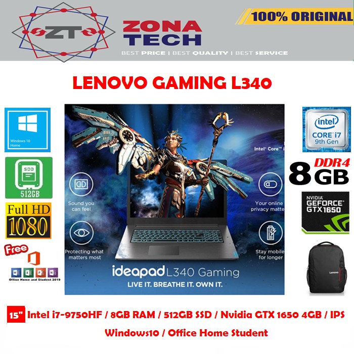 Jual LENOVO IDEAPAD L340 - i7-9750HF - 8GB - 512GB SSD - NVIDIA GTX1650 ...