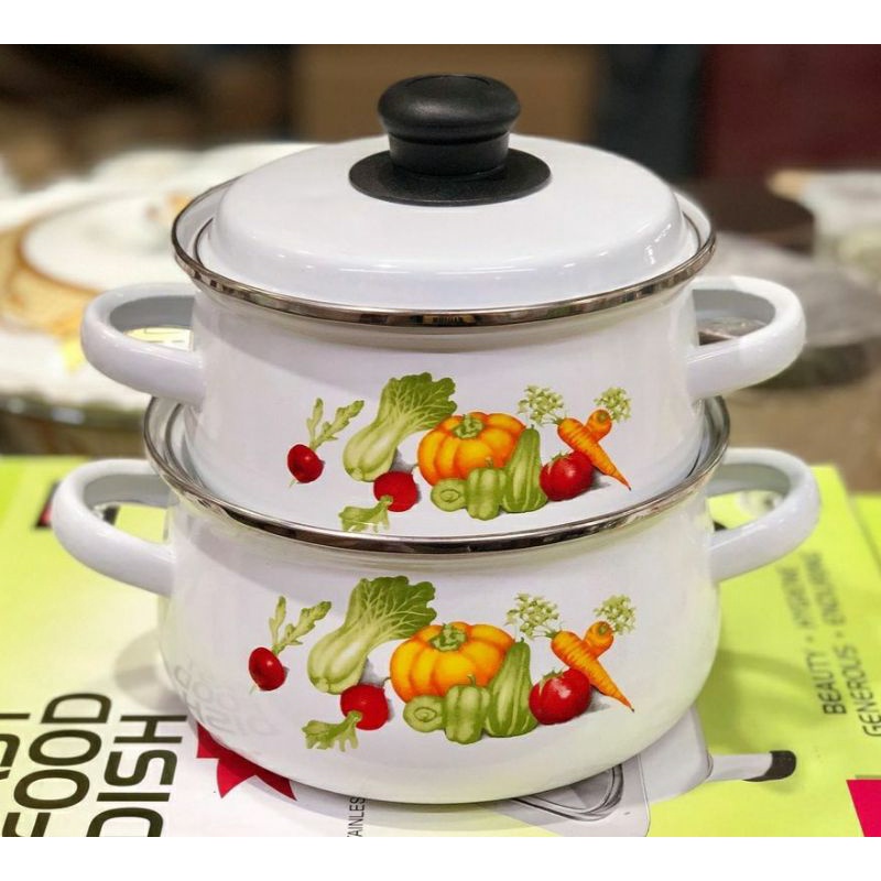 Jual Panci set Enamel isi 2 pcs "VINA" motif sayur - KIG Group | Shopee ...