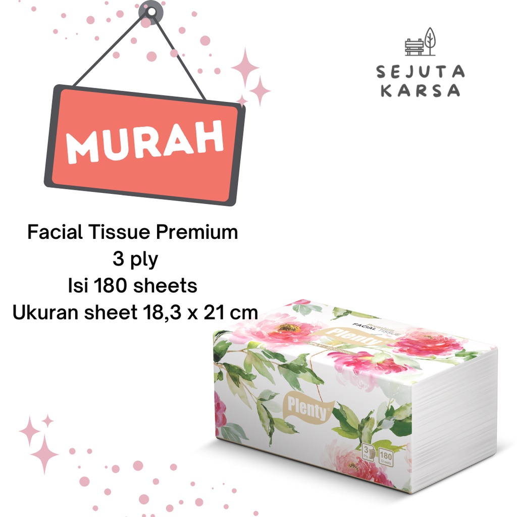 Jual PLENTY FACIAL TISSUE PREMIUM 180 SHEET | 3 Ply | Tissue Muka ...