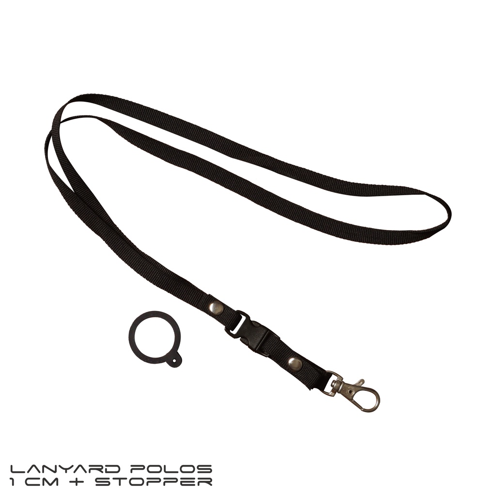 Jual Lanyard Hitam Polos 1cm Stopper + Karet 20mm | Shopee Indonesia