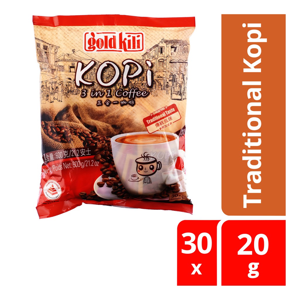 Jual Gold Kili Singapore Traditional Kopi Coffeemix 3 in 1 White Coffee ...