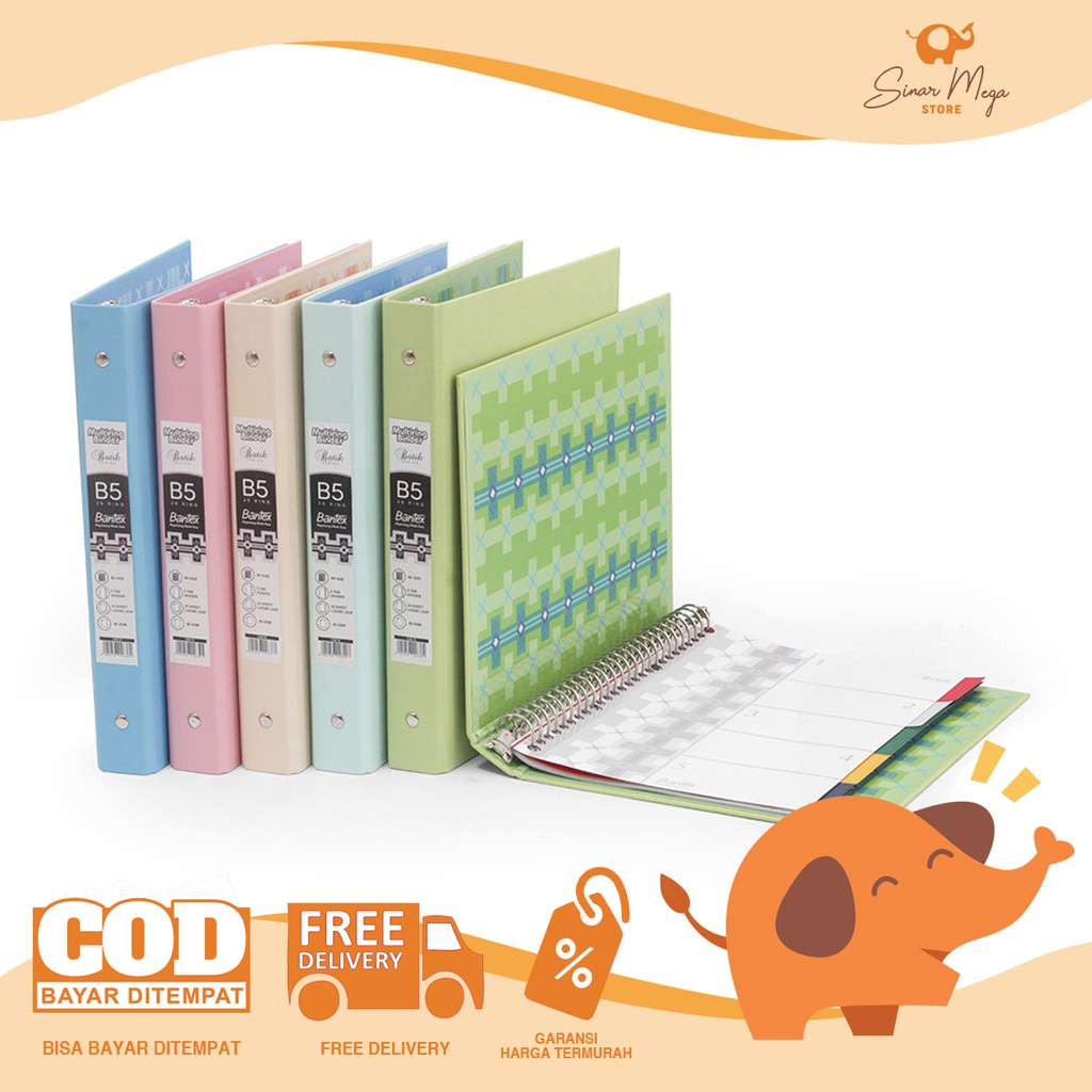 Jual Bantex Binder B5 Multiring Batik Pastel Series 1336 / Loose Leaf ...