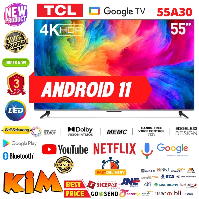 Jual TCL 55A30 LED TV 55 inch ANDROID 11.0 UHD 4K Google TV MEMC AiPQ ...