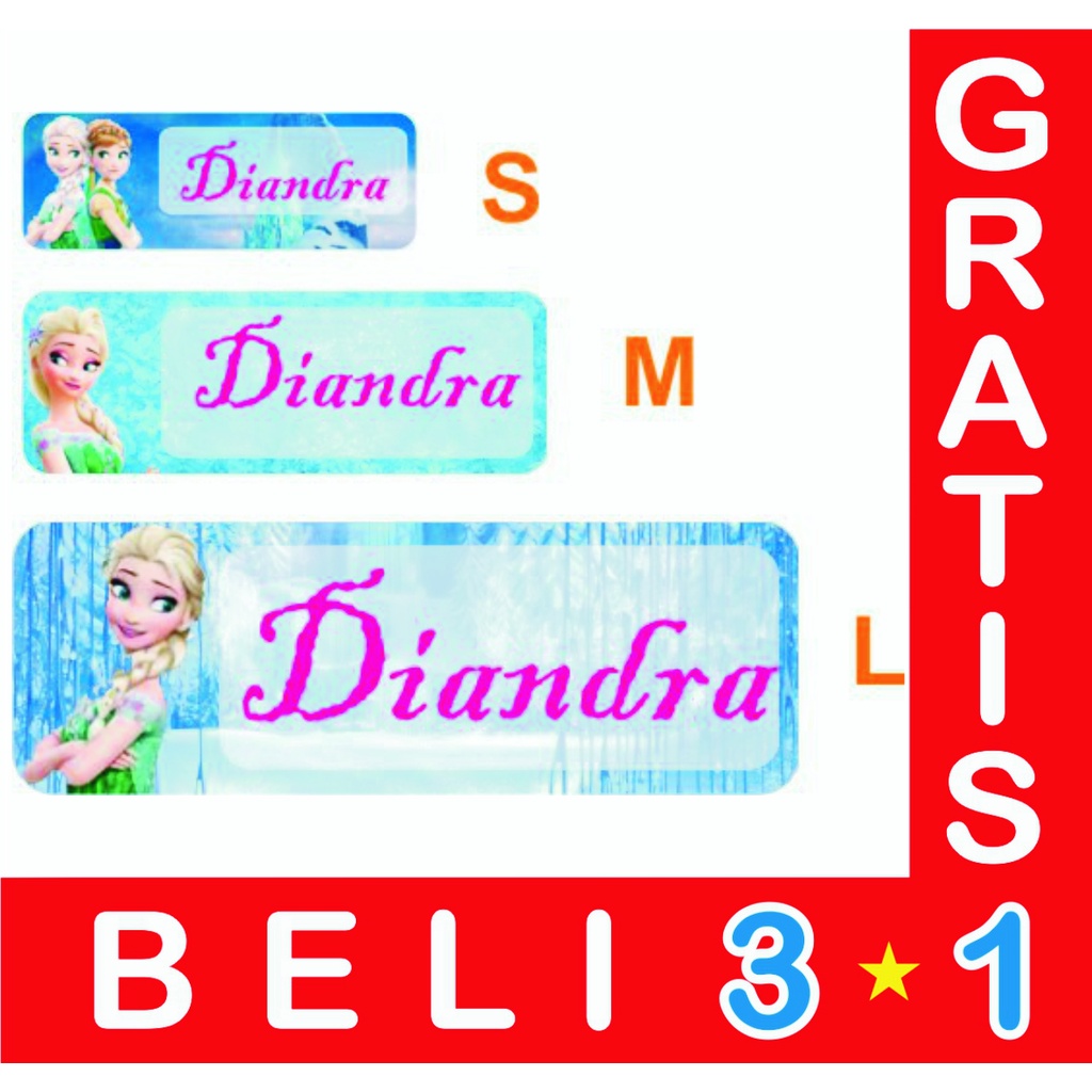 Jual STIKER LABEL NAMA WATERPROOF BASIC FROZEN 1 | Shopee Indonesia