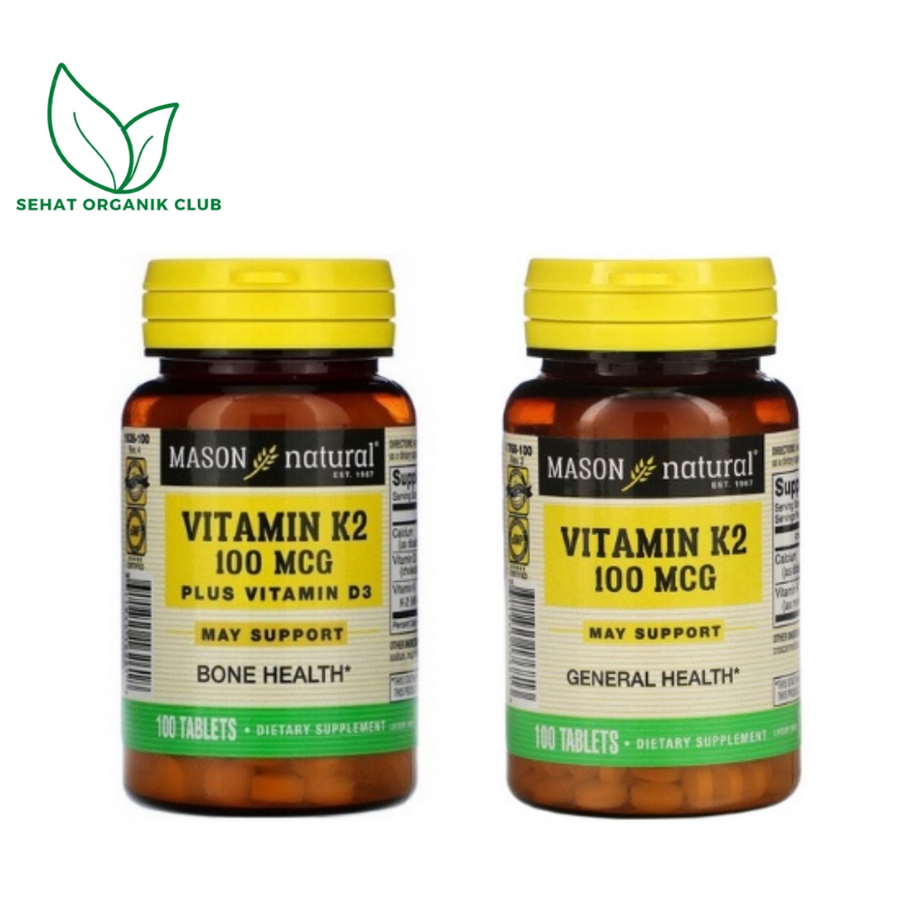 Jual Mason Natural Vitamin K2 Plus Vitamin D3 100 mcg 100 Tablets ; K2 ...