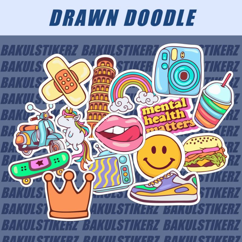 Jual DRAWN DOODLE STICKER PACK | Shopee Indonesia