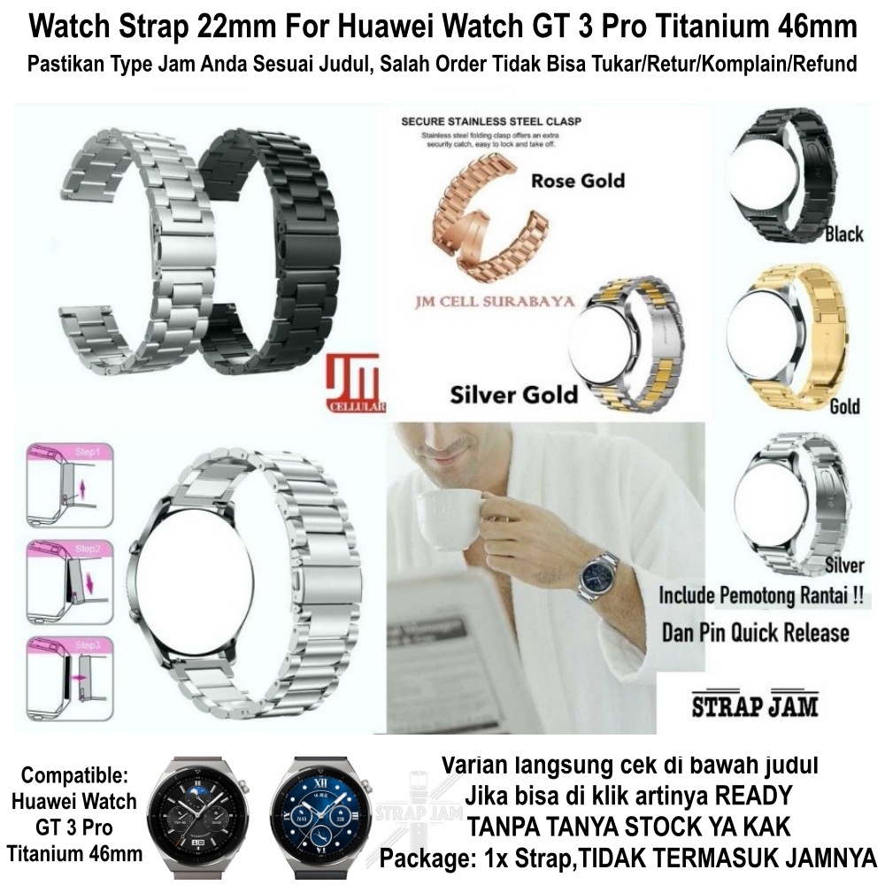 Jual QRS Strap Huawei Watch GT3 GT 3 Pro 46mm - Tali Jam 22mm Stainless ...
