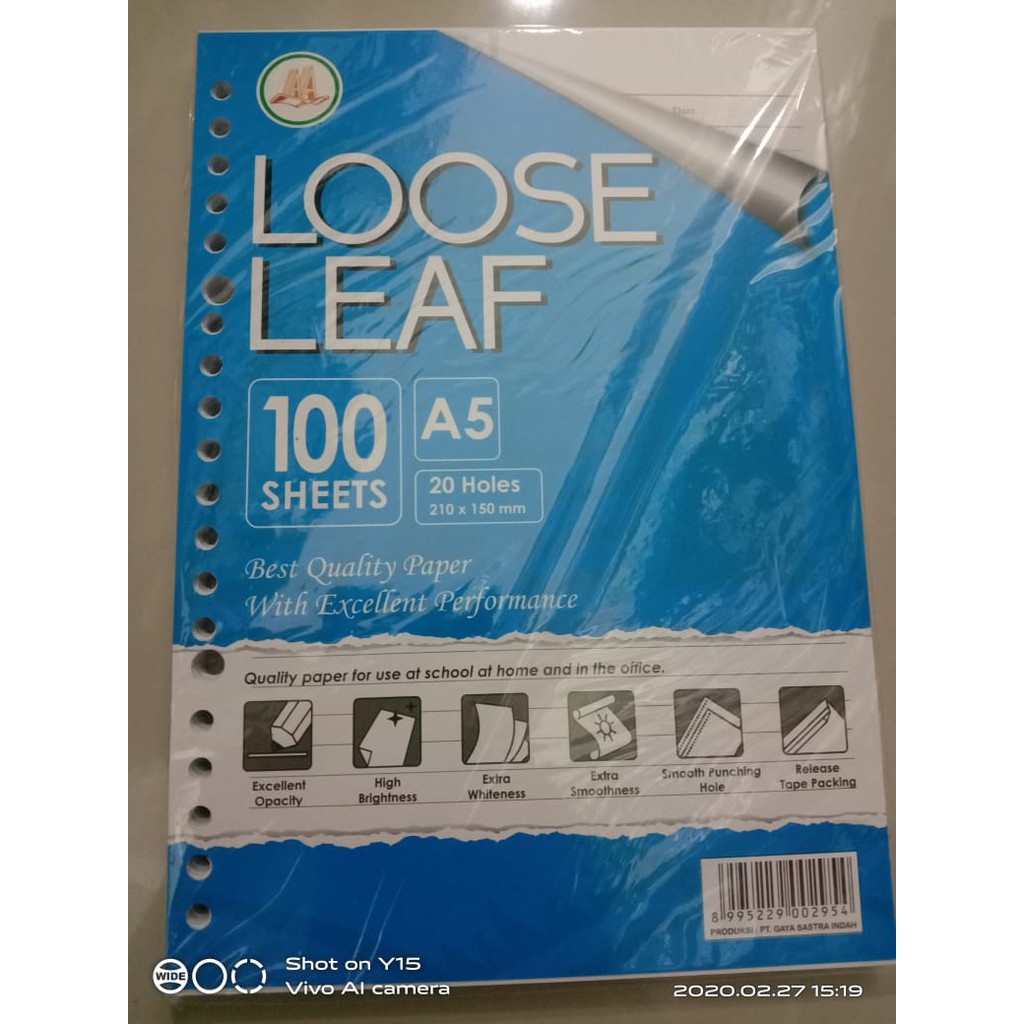 Jual AA LOOSE LEAF A5 100 LEMBAR | Shopee Indonesia