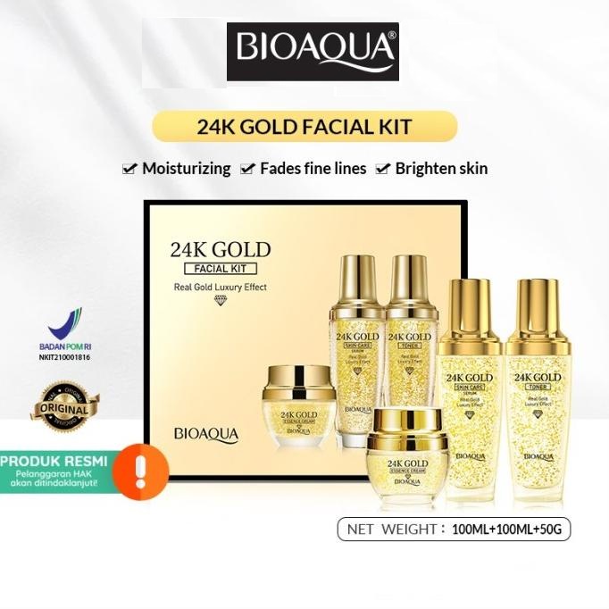 Jual BIOAQUA 24K Gold Facial Kit Paket Skincare ( Toner, Serum, Cream ...
