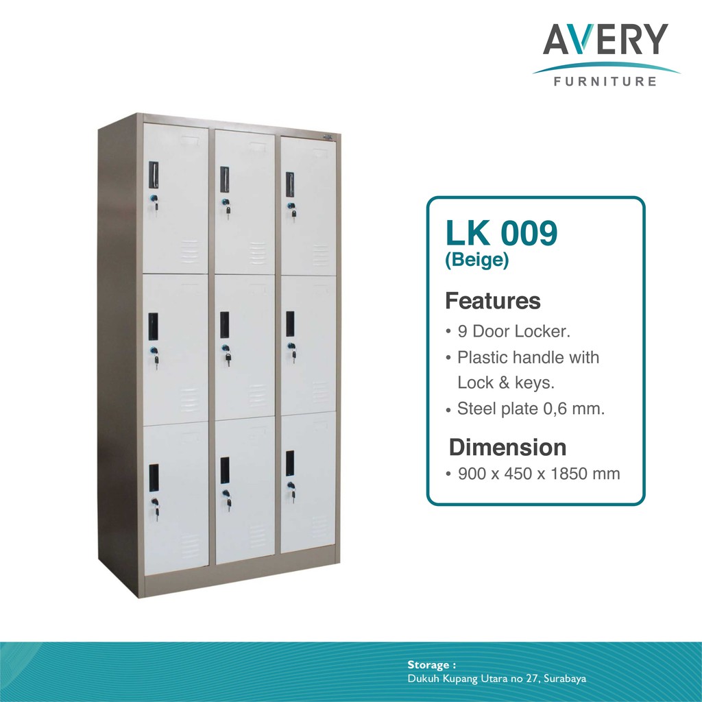 Jual Avery - LK009 - Locker Besi / Loker Besi 9 Pintu | Shopee Indonesia