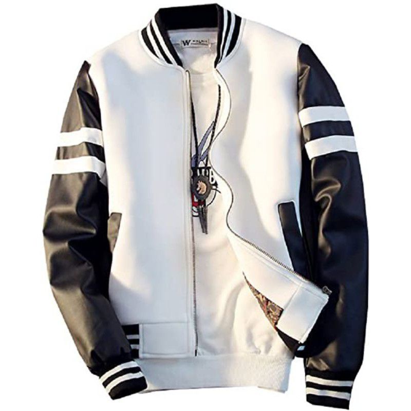 Jual jaket pria semi kulit kombinasi hitam putih /jaket motor touring ...