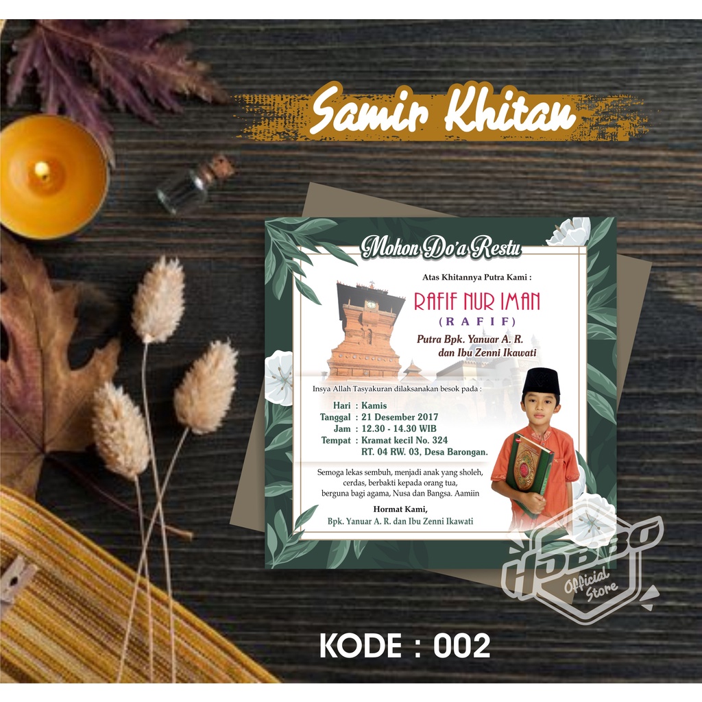 Jual KARTU UCAPAN TASYAKURAN KHITAN - SAMIR DUS BERKAT - SUNATAN ...