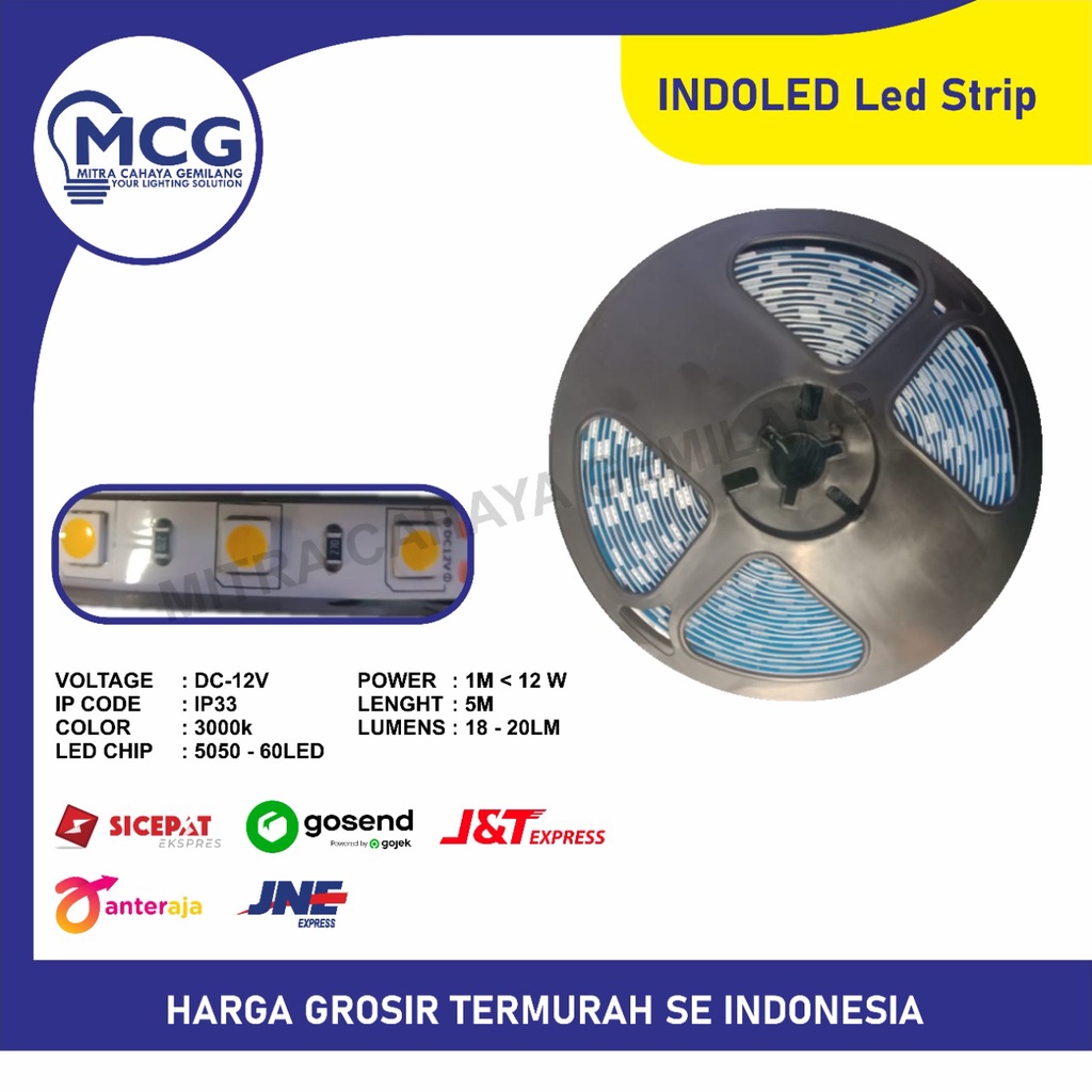 Jual LAMPU LED STRIP MATA BESAR SMD 5050 IP33-60LED LAMPU PLAFON ...