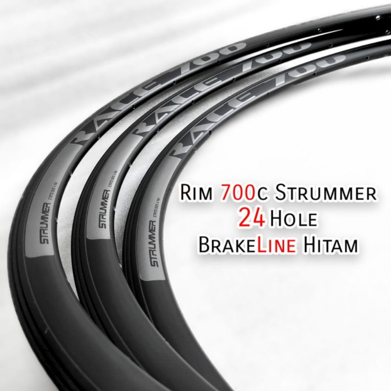 Jual Velg 700c Rims 24 Hole Brakeline Hitam Rim Fixie Balap Strummer ...