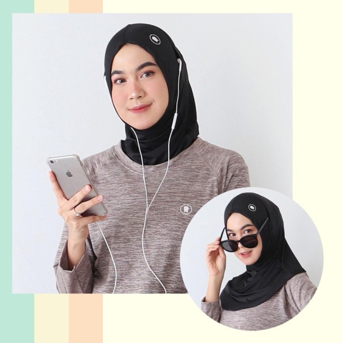 Jual Hijab Sport Earphone Kacamata - HIJAB EAR HITAM | Shopee Indonesia