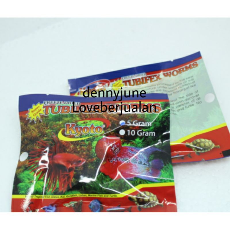 Jual KYOTO Cacing Kering Tubifex Worms 5 gram Makanan pakan Ikan cupang ...