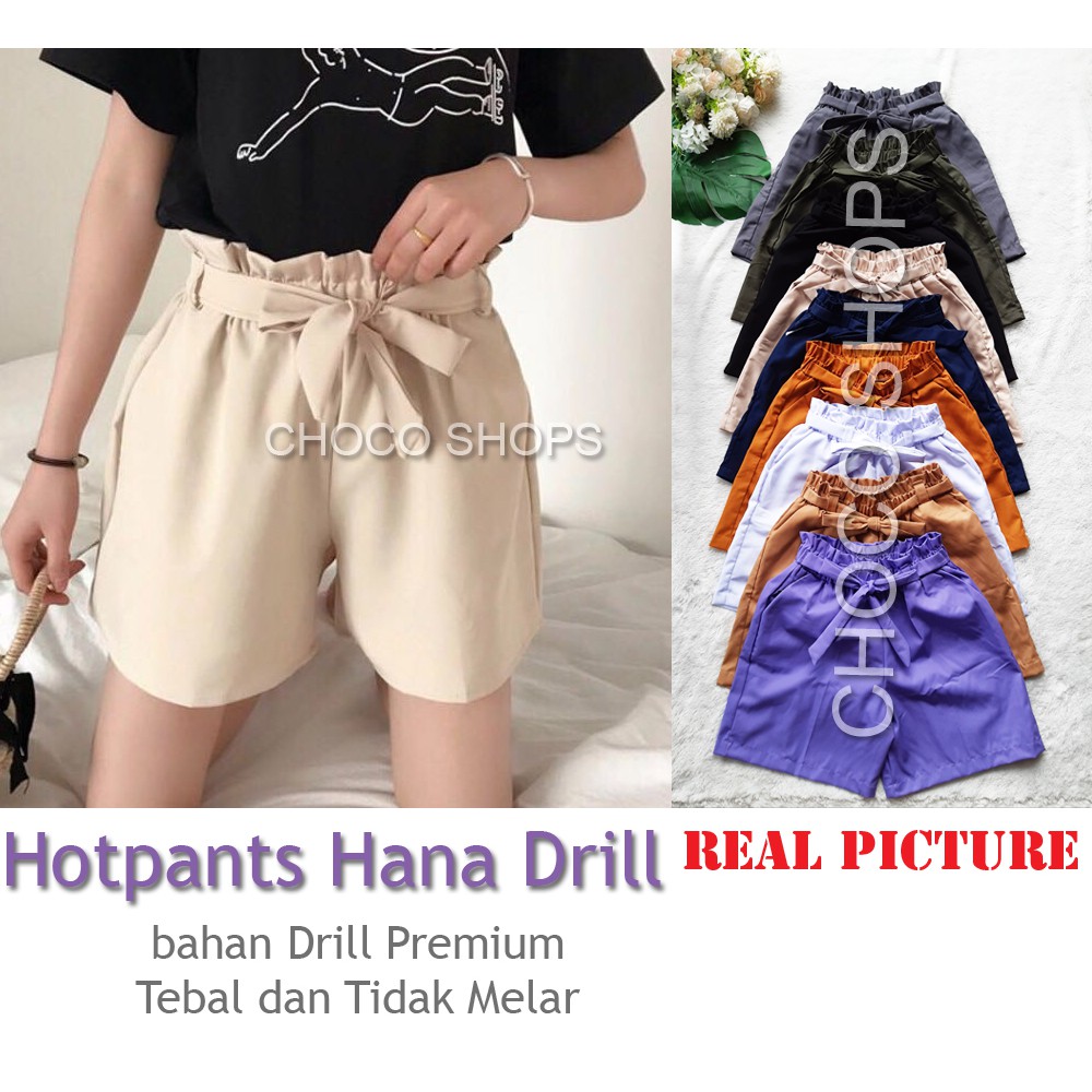 Jual HOTPANTS HANA PREMIUM DRILL STANDART dan JUMBO | Shopee Indonesia