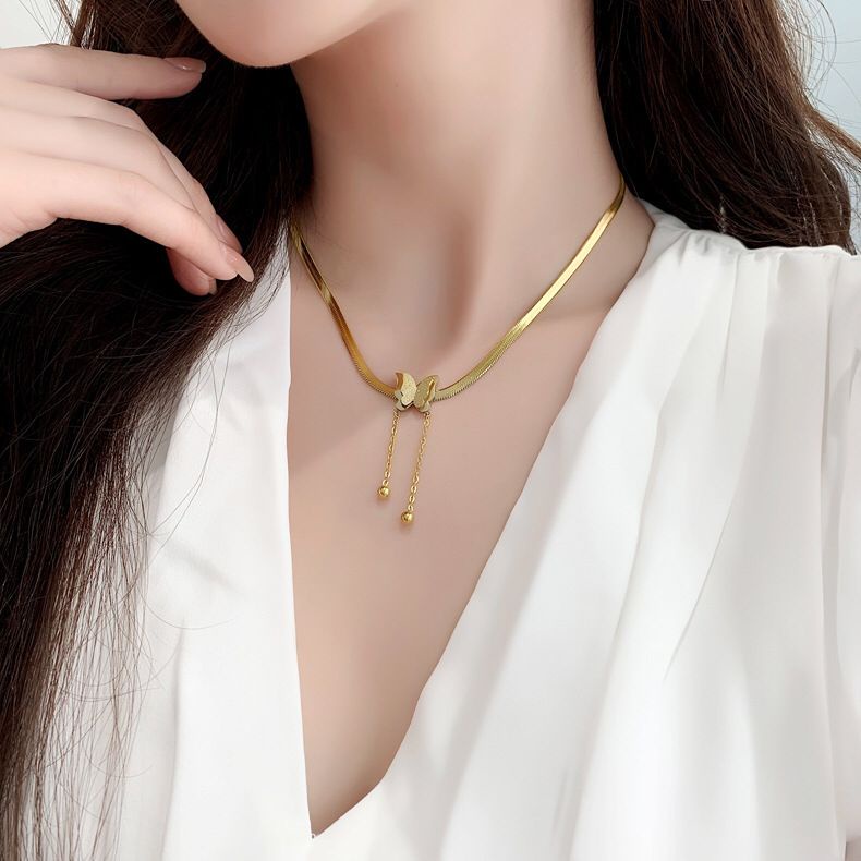 Jual Kalung Titanium Gepeng Kupu-kupu import Kore style - anti Karat ... Jual Kalung Titanium Gepeng Kupu-kupu import Kore style - anti Karat ...