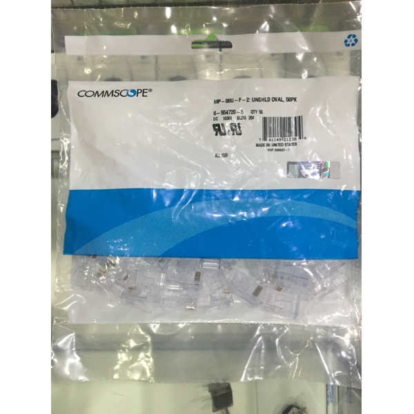 Jual konektor rj 45 AMP Commscope CAT 5 Connector RJ45 ORI - 50pcs ...
