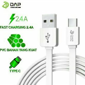 Jual Kabel Data Type C DAP DT200 Kabel Pipih 200Cm 2,4A Fast Charging ...
