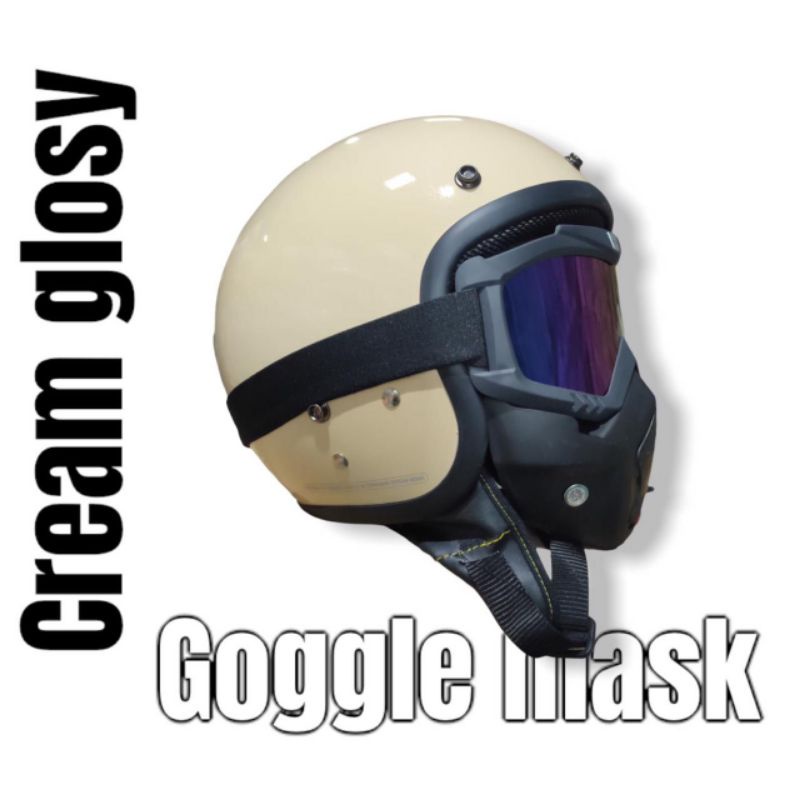 Jual Helm bogo retro dewasa SNI google mask topeng paket touringtis 1 ...