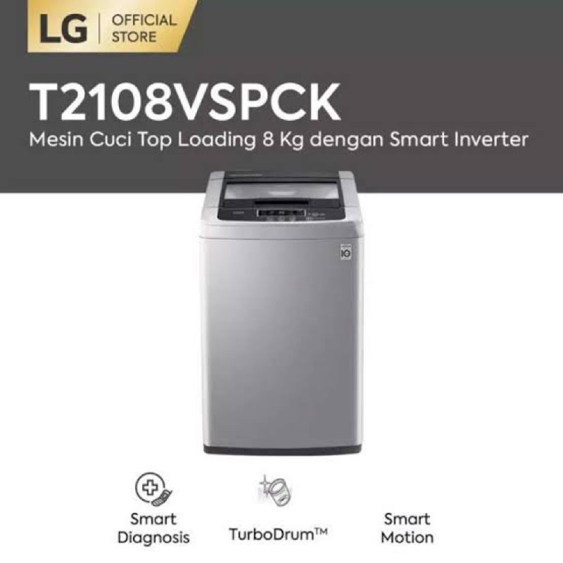 Jual MESIN CUCI LG T2108VSPCK 1 Tabung 8 Kg SMART INVERTER LOW WATT ...